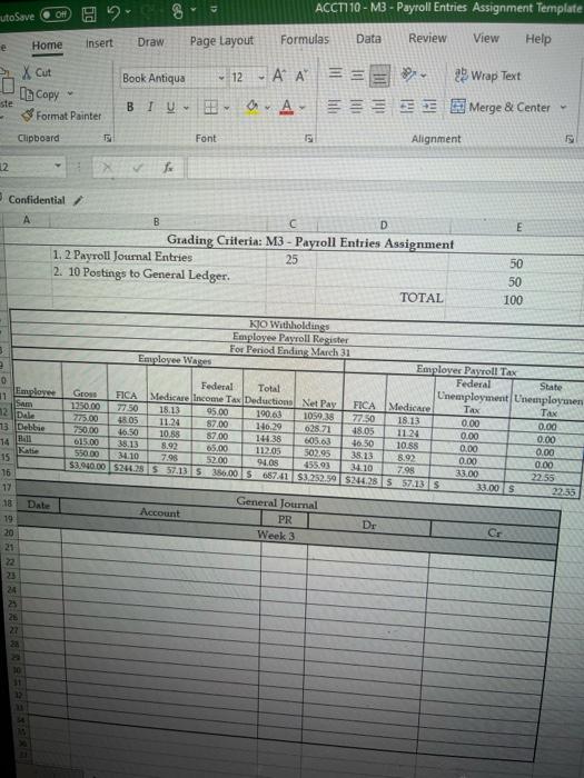 ACCT10-MB - Payroll Entries Assignment Template Home | Chegg.com
