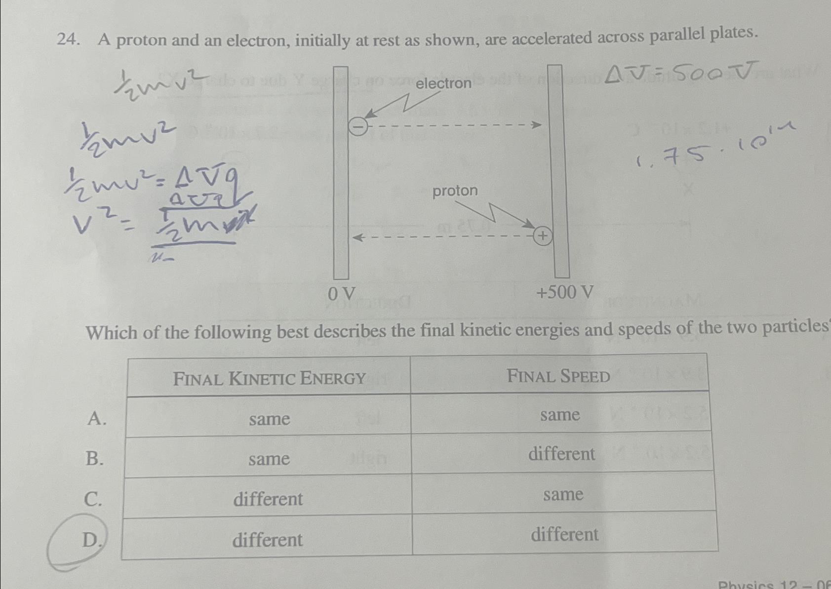 Solved A proton and an electron, initially at rest as shown, | Chegg.com