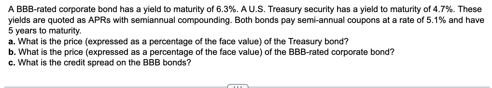 Solved A BBB-rated corporate bond has a yield to maturity of | Chegg.com
