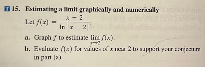 Solved T 15. Estimating a limit graphically and numerically | Chegg.com