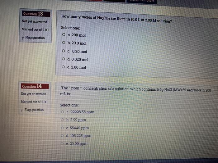 Solved Question 13 How many moles of Na2CO3 are there in | Chegg.com