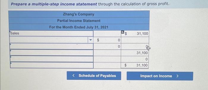 Solved Prepare a multiple-step income statement through the | Chegg.com