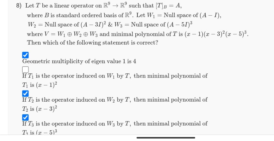 Solved Let T ﻿be a linear operator on R9→R9 ﻿such that | Chegg.com