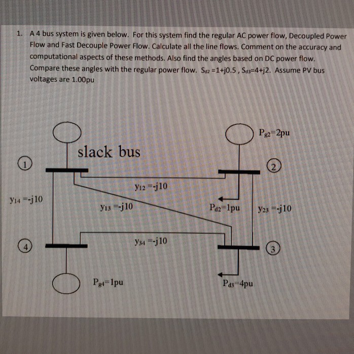 1. A 4 bus system is given below. For this system | Chegg.com