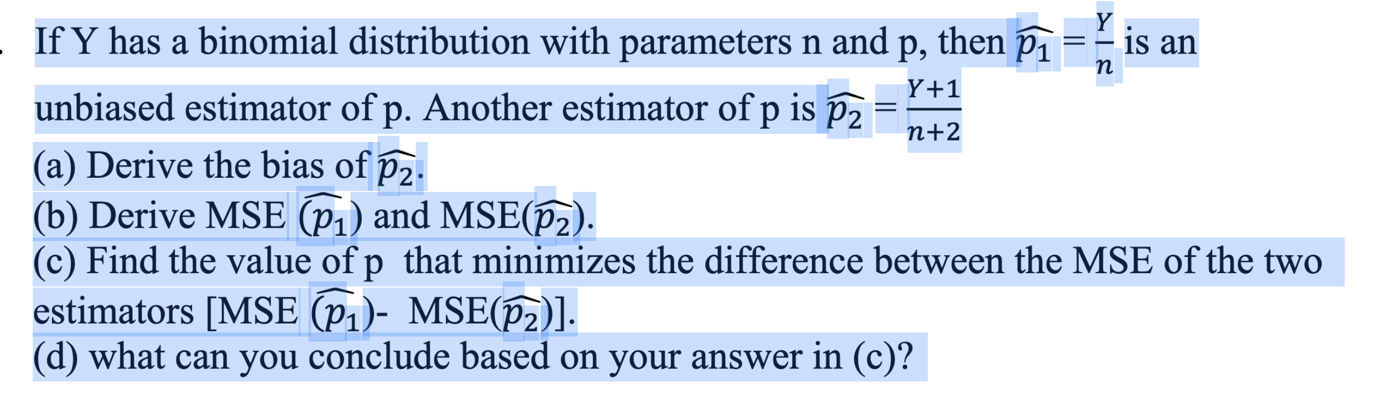 Solved If Y ﻿has a binomial distribution with parameters n | Chegg.com