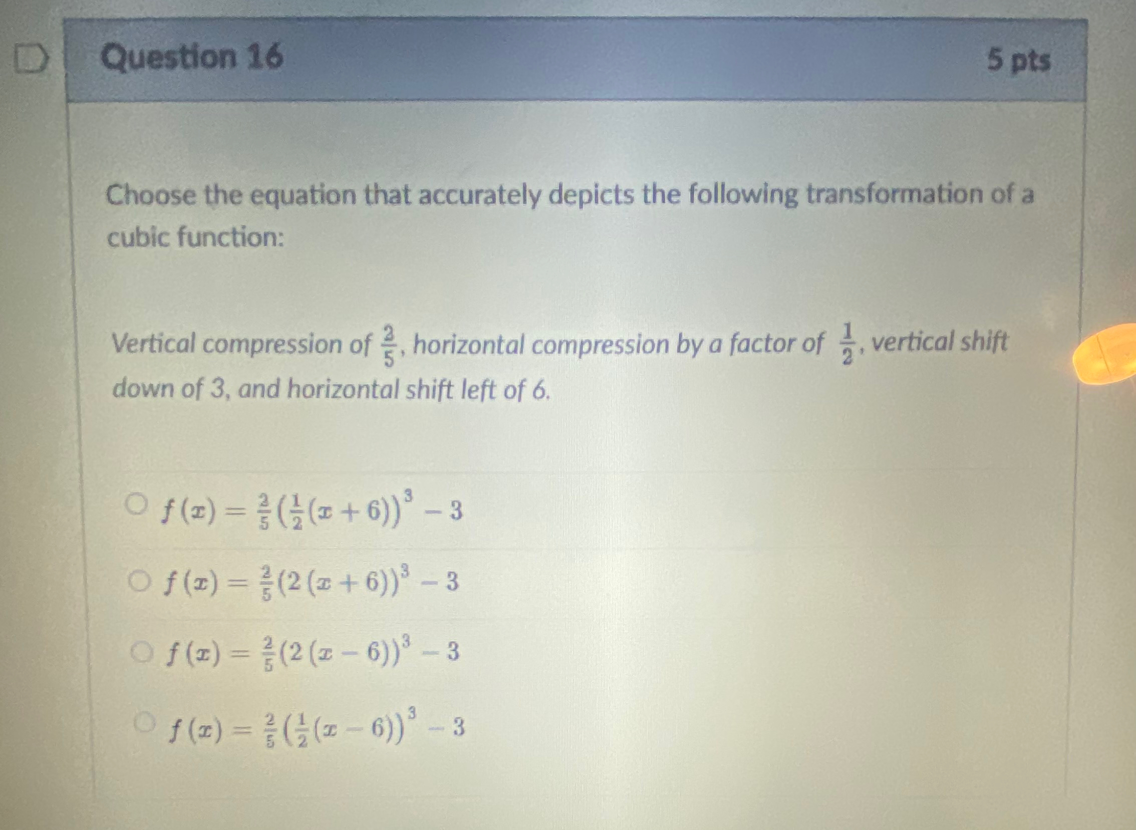 Solved Question 165 ﻿ptsChoose the equation that accurately | Chegg.com