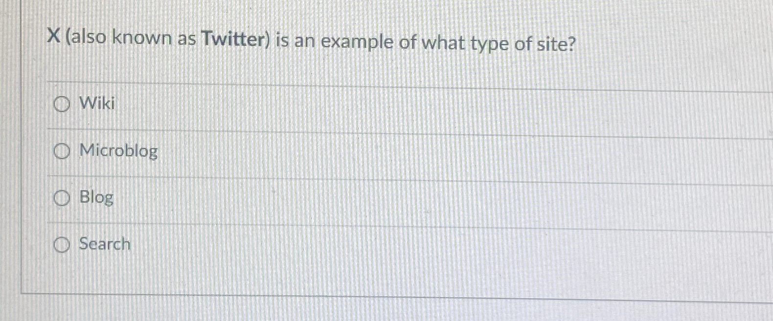 Solved X (also known as Twitter) ﻿is an example of what type | Chegg.com