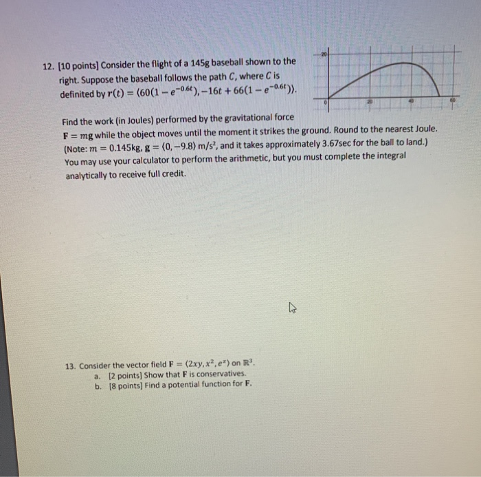 Solved 12. (10 points) Consider the flight of a 145g | Chegg.com