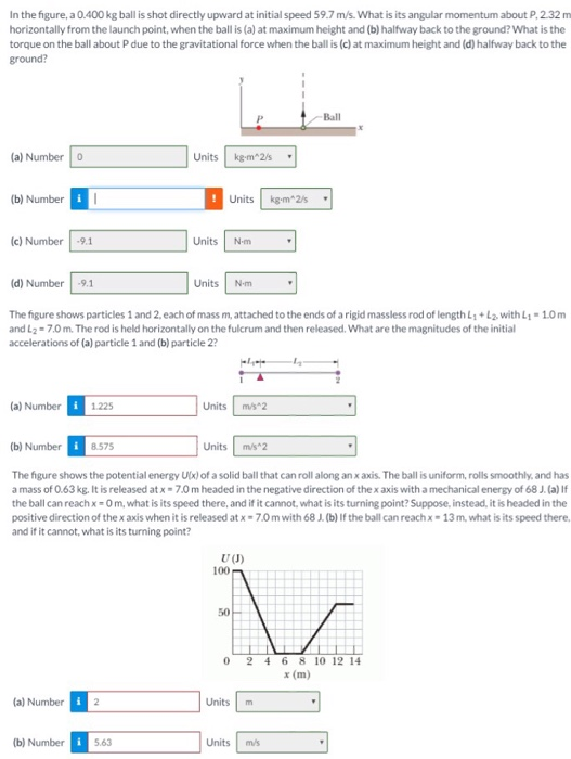 Solved In the figure, a 0.400 kg ball is shot directly | Chegg.com