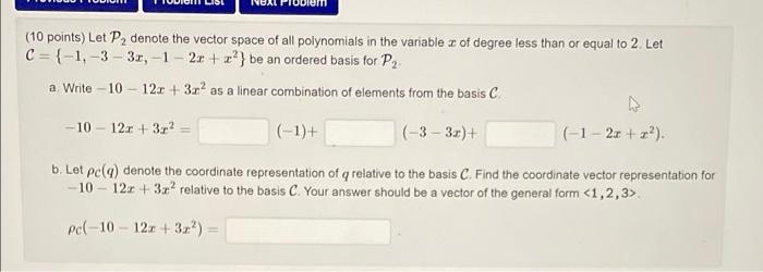 Solved (10 points) Let P, denote the vector space of all | Chegg.com