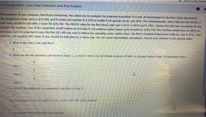 Solved Stars Course 11: Assignment - Cash Flow Estimation | Chegg.com