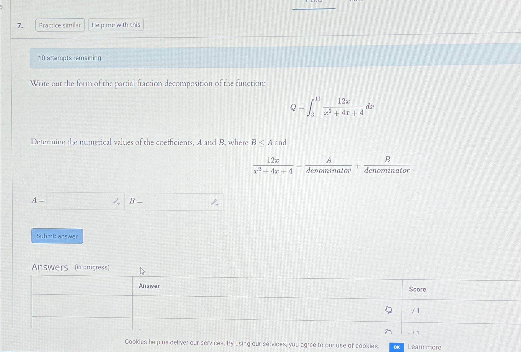 Solved 10 ﻿attempts remaining.Write out the form of the | Chegg.com