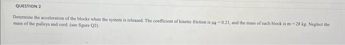 Solved Determine the acceleration of the blocks when the | Chegg.com