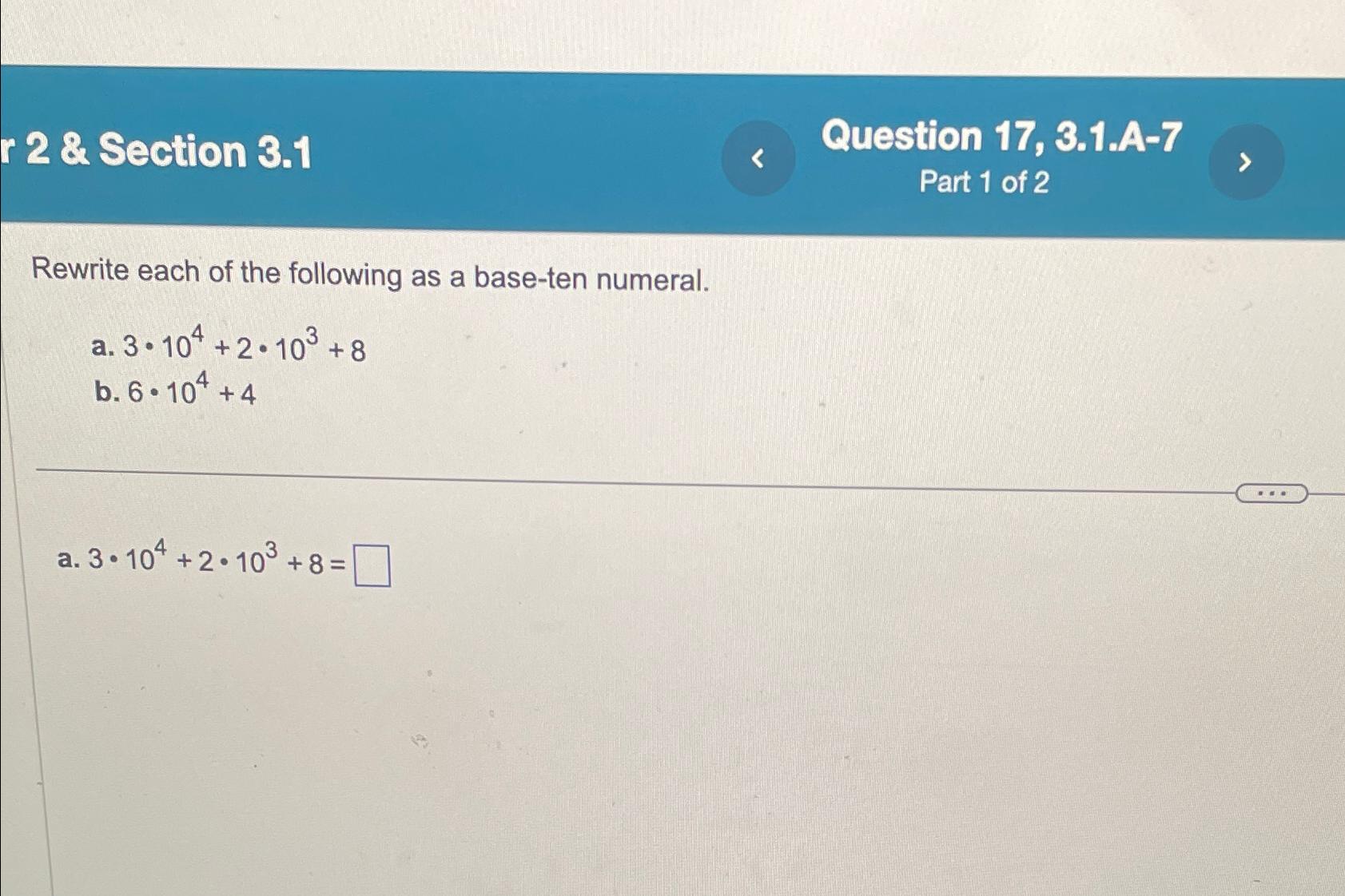 Solved 2 ﻿& Section 3.1Question 17, 3.1.A-7Part 1 ﻿of | Chegg.com