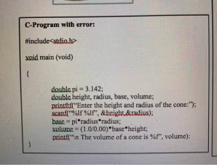 Solved C-Program with error: #include void main (void) | Chegg.com Solved C-Program with error: #include void main (void) | Chegg.com