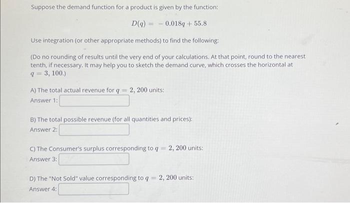 Solved Suppose the demand function for a product is given by | Chegg.com