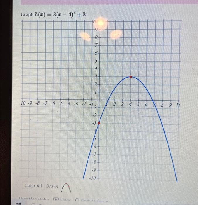 Solved Graph h(x)=3(x−4)2+3. Clear All Draw: | Chegg.com
