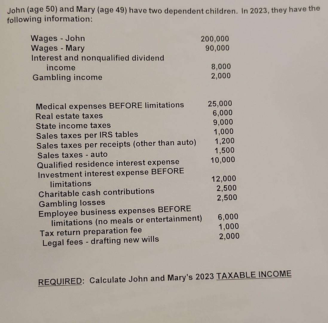 Solved John (aqe 50 ) and Marv (aqe 49 ) have twen danandant | Chegg.com