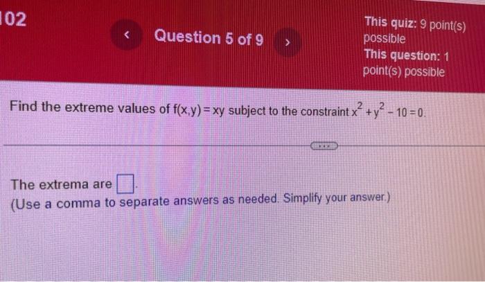 Solved This Quiz 9 Point S Possible This Question 1