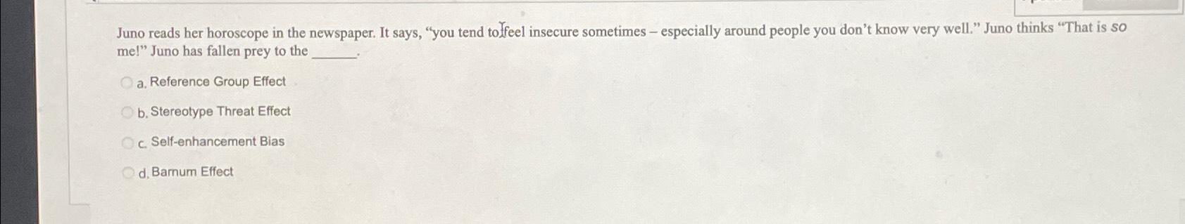 Solved Juno reads her horoscope in the newspaper. It says, | Chegg.com