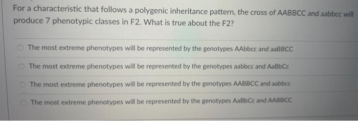 Solved For a characteristic that follows a polygenic | Chegg.com