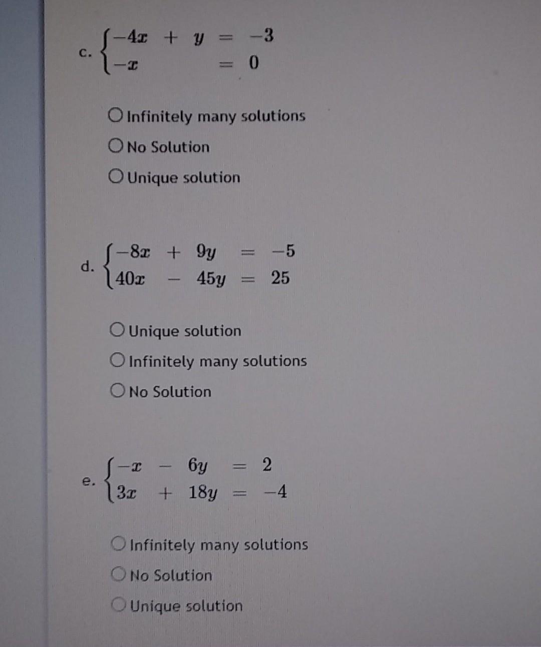 Solved A linear system may have a unique solution, no | Chegg.com