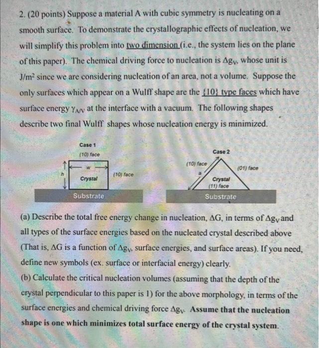 Solved 2. (20 points) Suppose a material A with cubic | Chegg.com