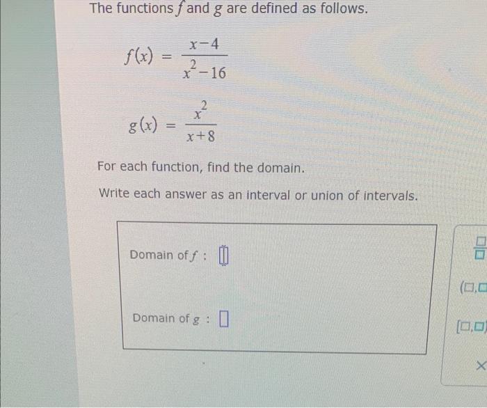 Solved The functions f and g are defined as follows. | Chegg.com