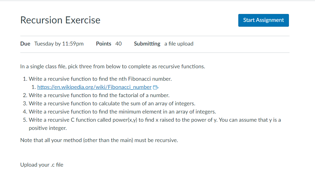 Solved Recursion ExerciseDue Tuesday by 11:59pmPoints | Chegg.com