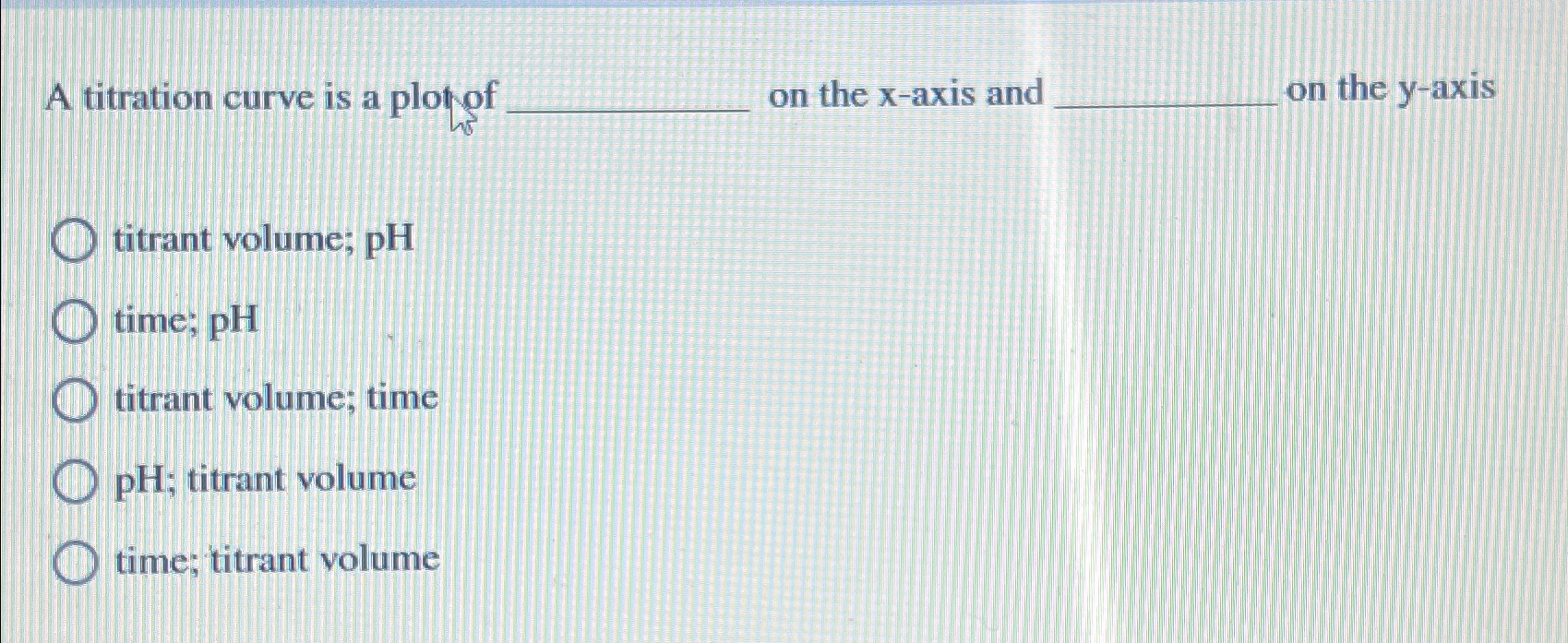 Solved A titration curve is a plot of on the x-axis and on | Chegg.com