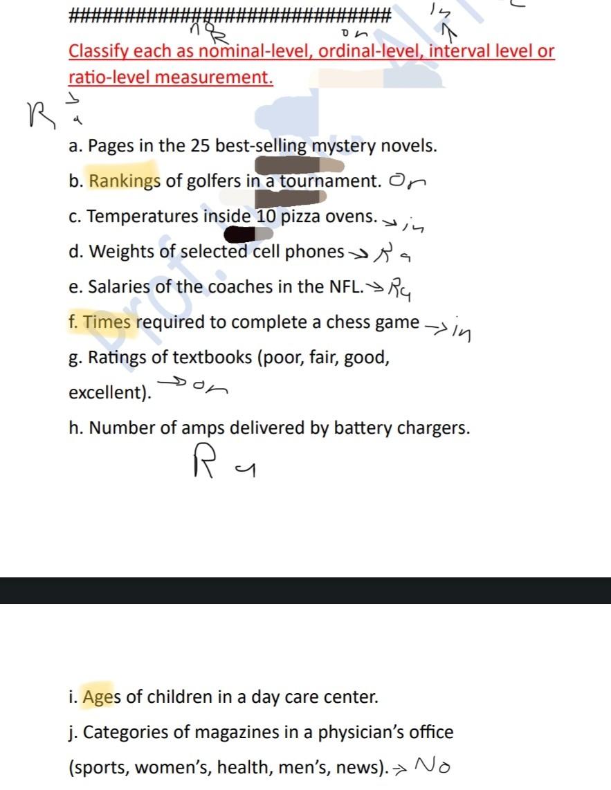 Solved Classify each as nominal-level, ordinal-level, | Chegg.com