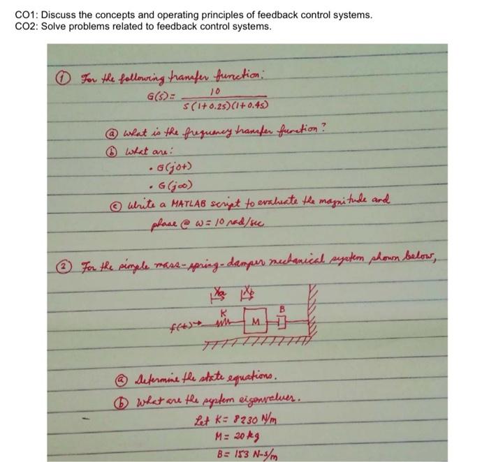 Solved CO1: Discuss the concepts and operating principles of | Chegg.com