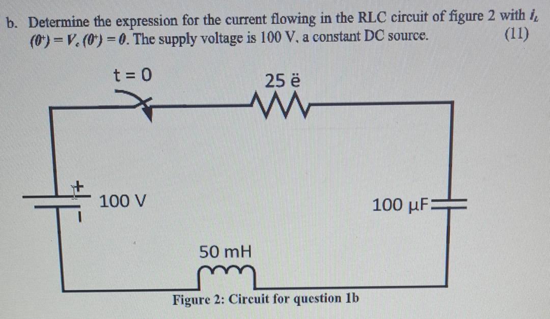 Solved b. Determine the expression for the current flowing | Chegg.com