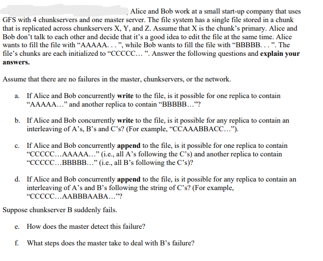 Solved Help with a through f. ﻿Alice and Bob work at a small | Chegg.com