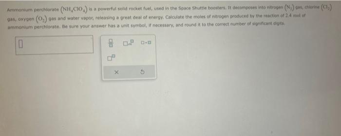 Solved Ammonium perchlorate (NH4ClO4) is a powerul solid | Chegg.com