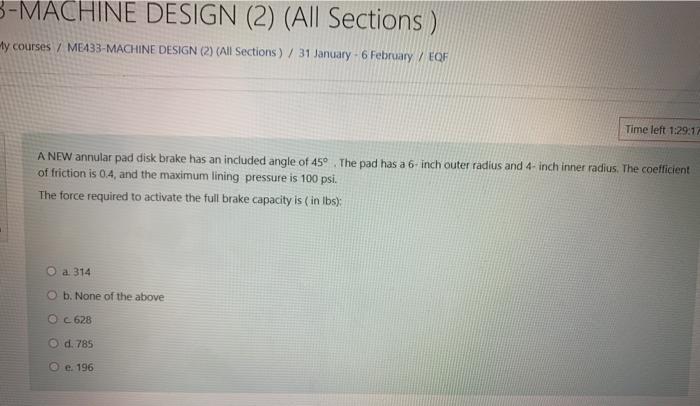 Solved B-MACHINE DESIGN (2) (All Sections) ly courses / | Chegg.com