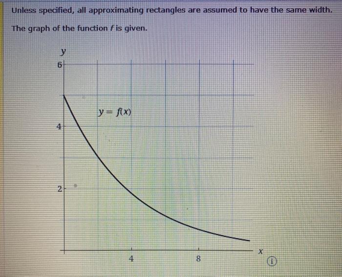 Solved Unless specified, all approximating rectangles are | Chegg.com