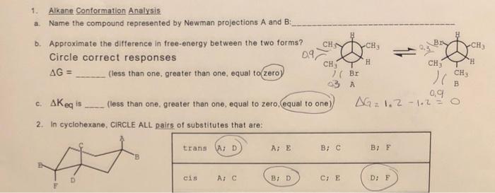 Solved 1. Alkane Conformation Analysis Name the compound | Chegg.com