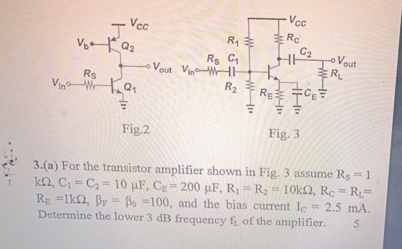 Solved Fig. 23.(a) ﻿For the transistor amplifier shown in | Chegg.com
