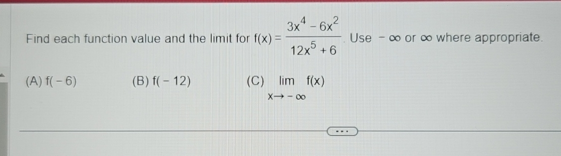 Solved Find each function value and the limit for | Chegg.com