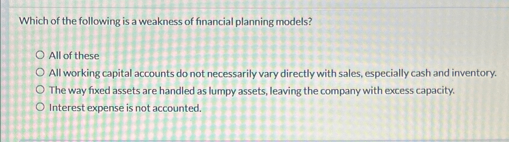 Which of the following is a weakness of financial | Chegg.com