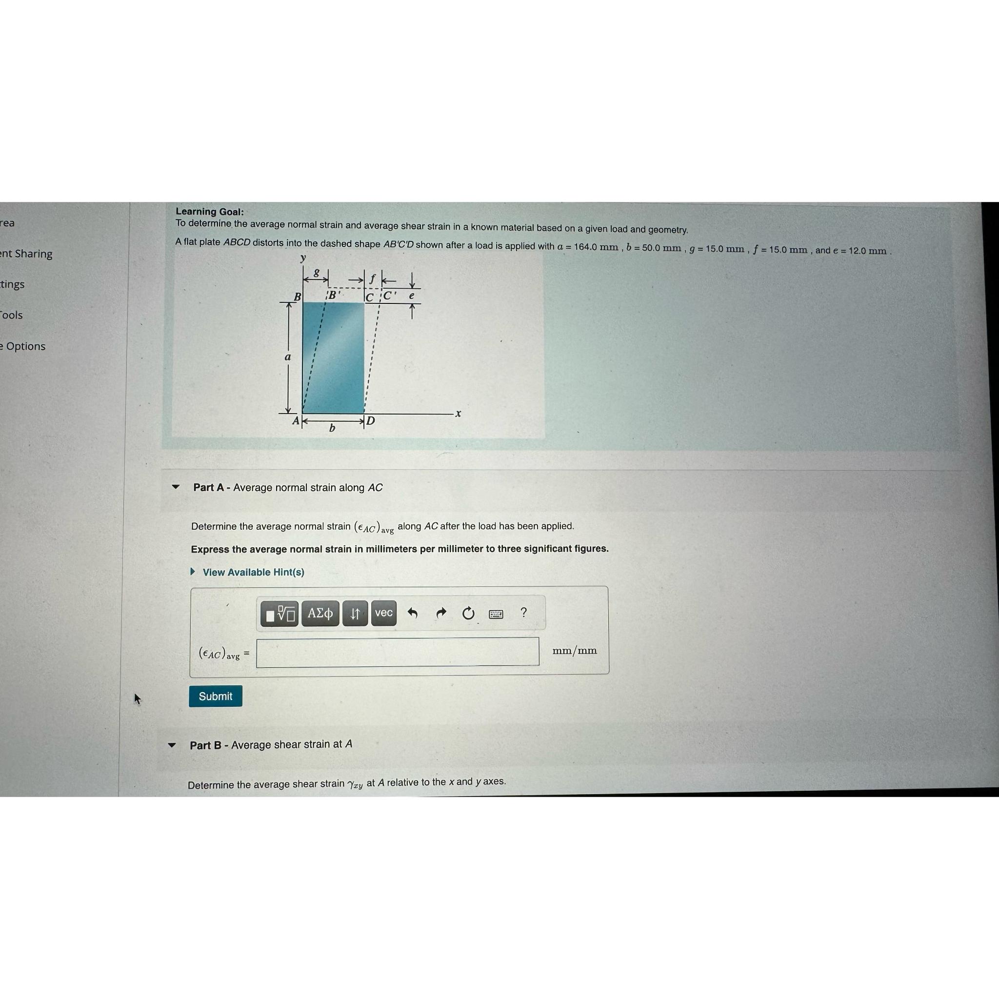 Solved Learning Goal:To determine the average normal strain | Chegg.com