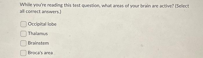Solved While you're reading this test question, what areas | Chegg.com