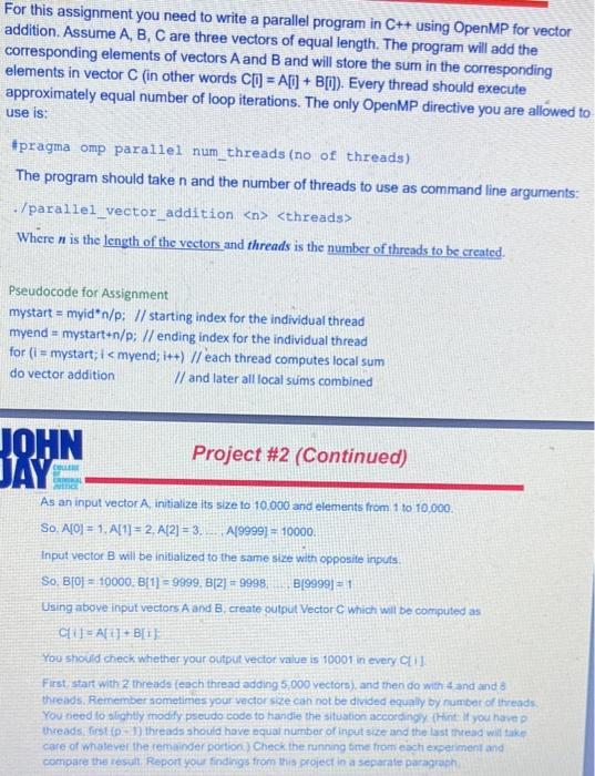Solved For this assignment you need to write a parallel | Chegg.com