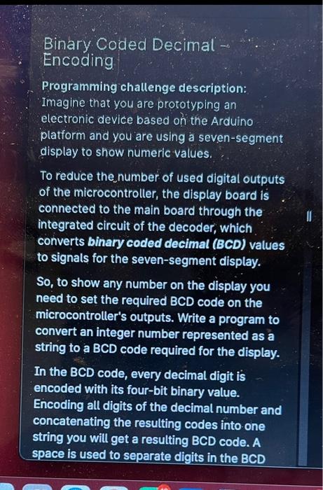 Solved Binary Coded Decimal Encoding Programming