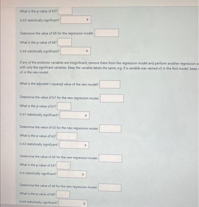 Solved Using the following predictor variables (x1−x6), | Chegg.com