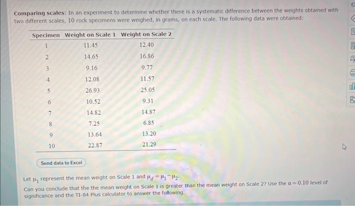 Solved Comparing scales: In an experiment to determine | Chegg.com