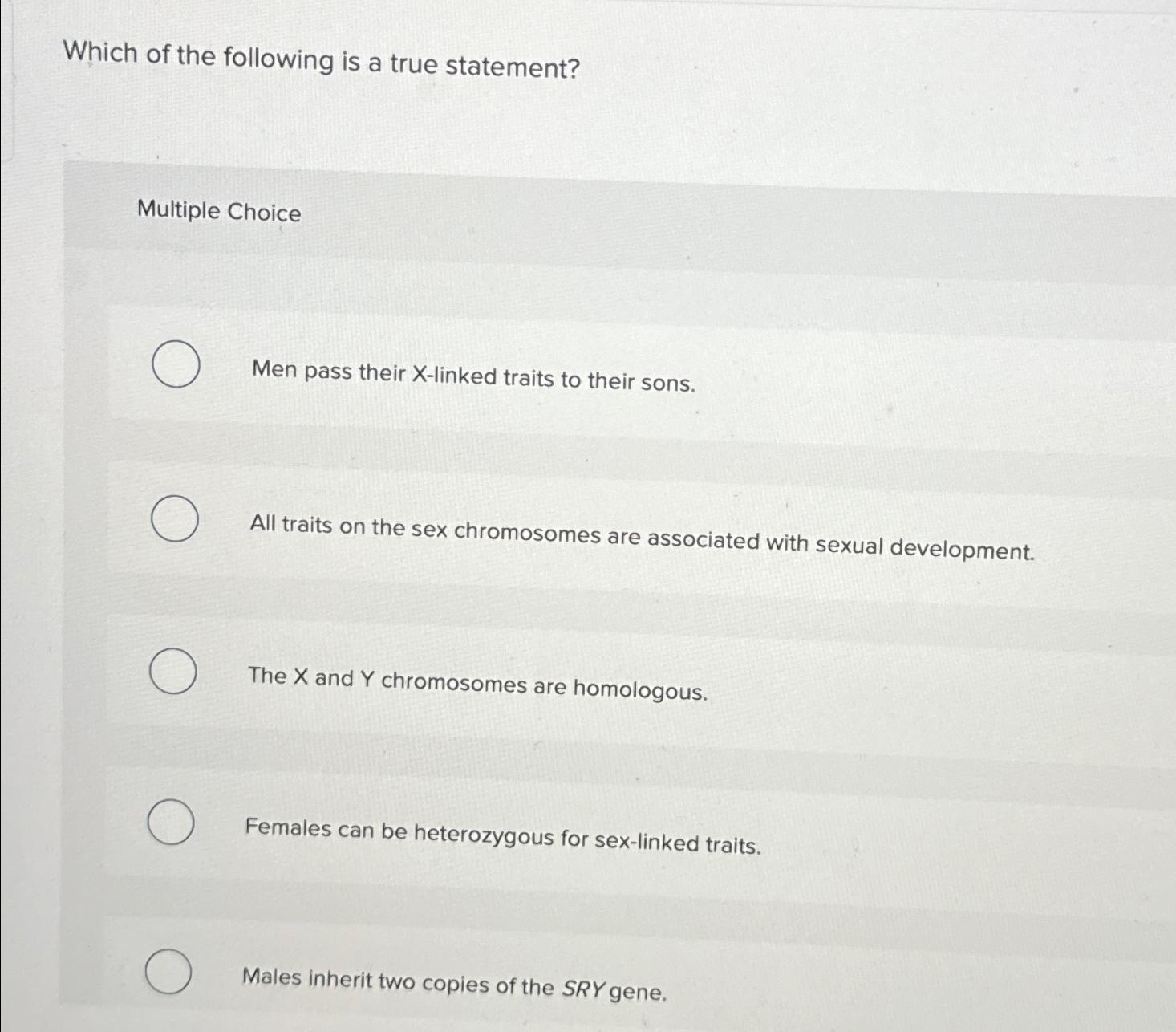 Solved Which of the following is a true statement?Multiple | Chegg.com