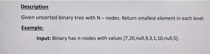 Solved Description Given unsorted binary tree with N-nodes. | Chegg.com