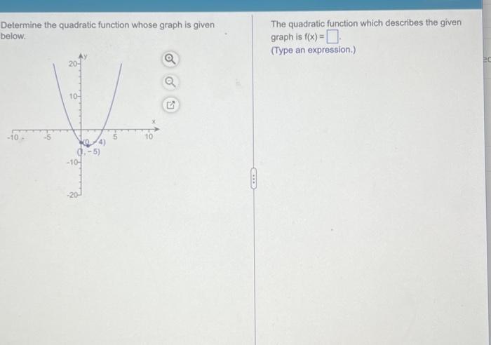 Solved Determine the quadratic function whose graph is given | Chegg.com